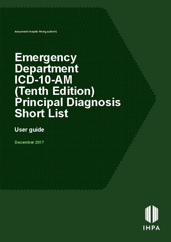 ED ICD-10-AM (Tenth Edition) Principal Diagnosis Short List – User ...